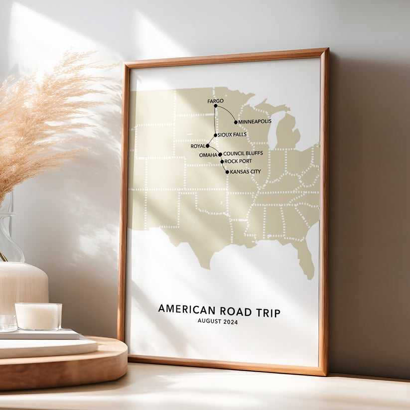 USA Personalised Travel Map Print with Photo Collage – Travel Journal ...