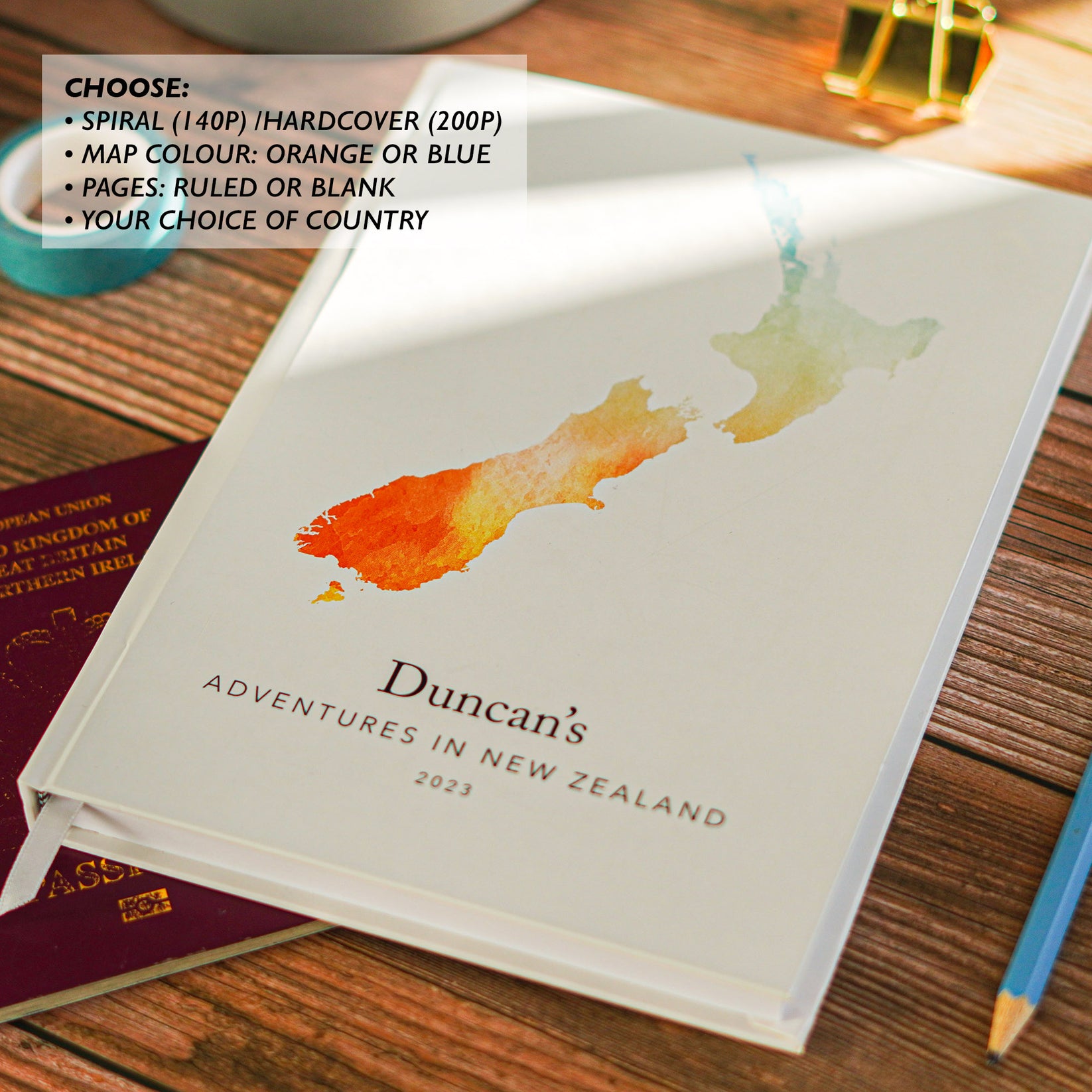 USA Personalised Watercolour Travel Journal – Travel Journal Company