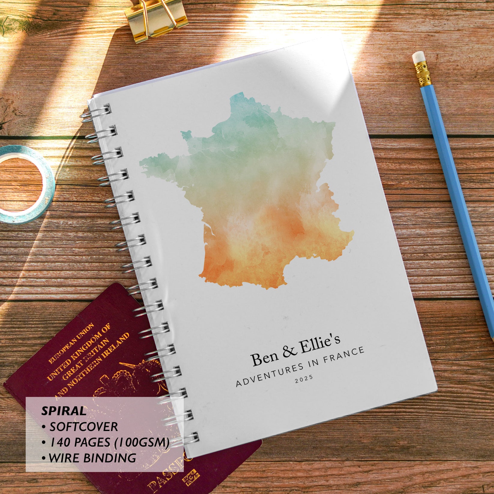 USA Personalised Watercolour Travel Journal – Travel Journal Company